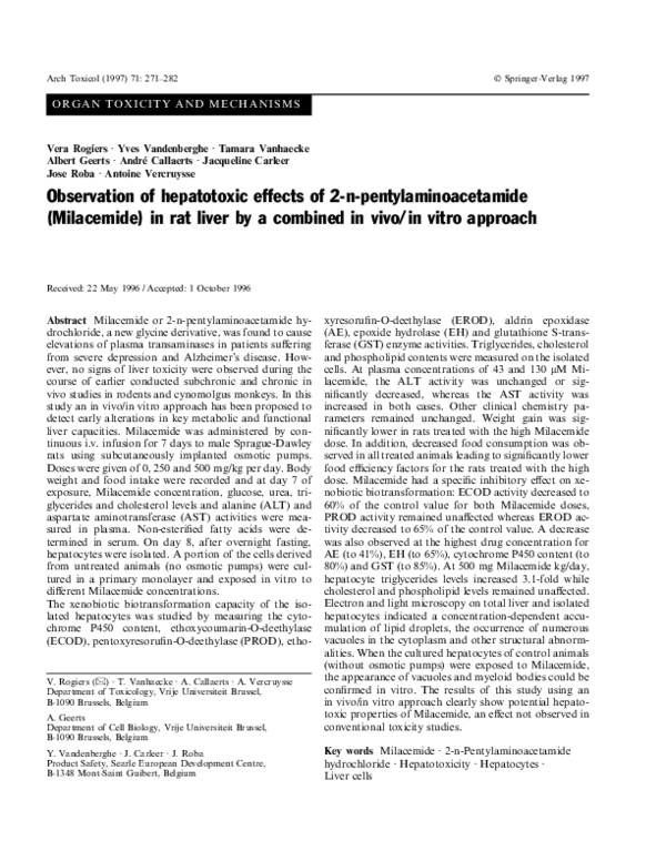 (PDF) Hepatotoxicity of Milacemide in Rat Liver