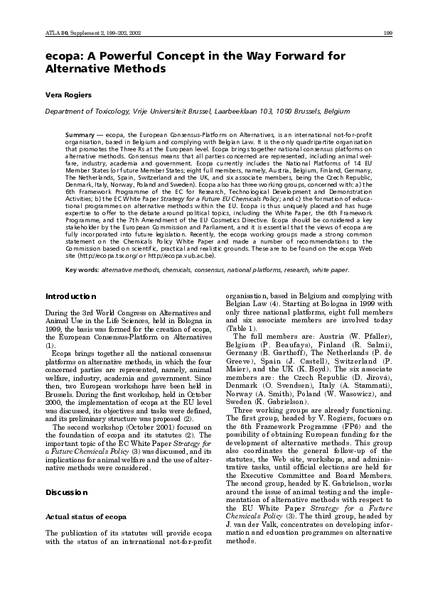 (PDF) Ecopa: A Powerful Concept in the Way Forward for Alternative Methods