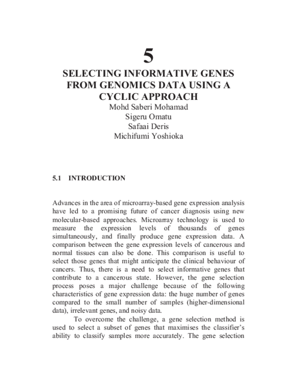 (PDF) Selecting Informative Genes from Genomic Data Using a Cyclic Approach