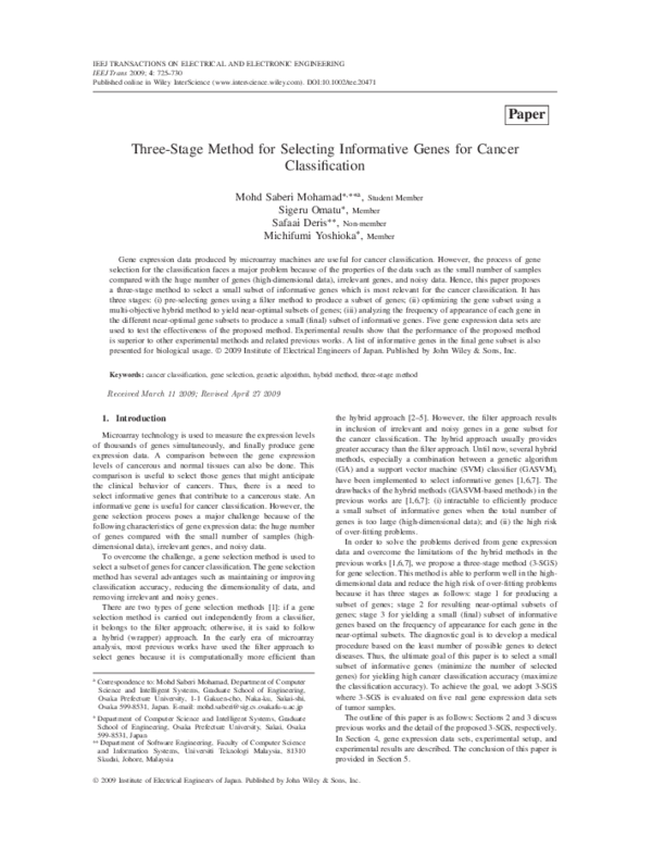 (PDF) Three-Stage Method for Selecting Informative Genes for Cancer Classification
