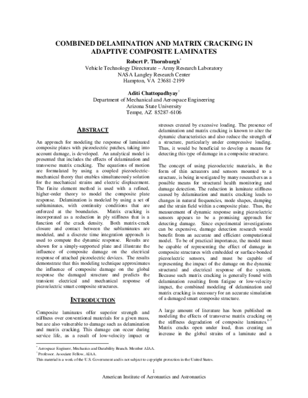 Pdf Modeling Delamination And Cracking In Composites