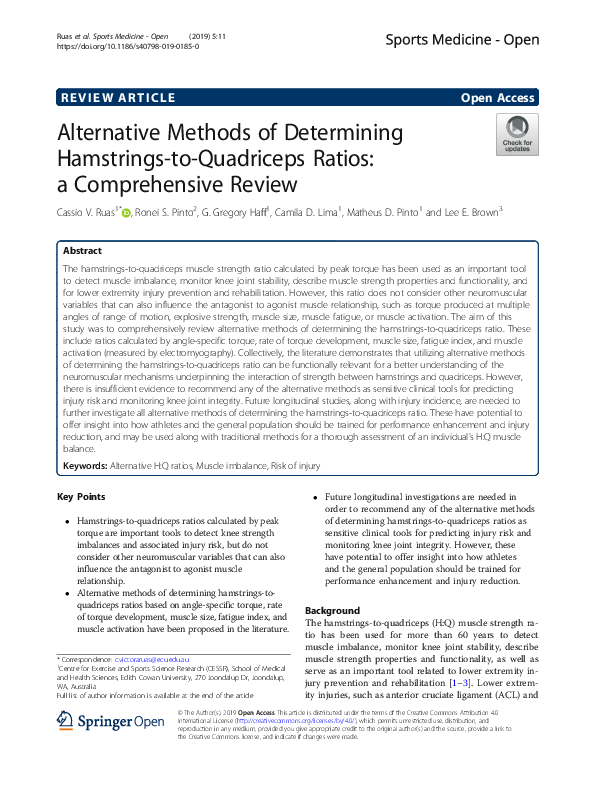 (PDF) Alternative Methods of Determining Hamstrings-to-Quadriceps ...