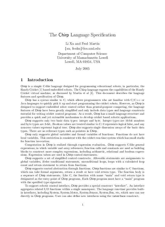 (PDF) The chirp language specification