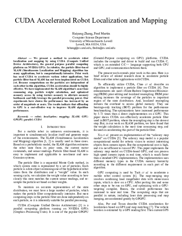 (PDF) CUDA accelerated robot localization and mapping