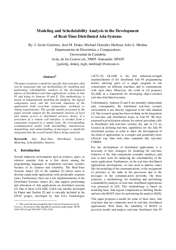 Pdf Modeling And Schedulability Analysis In The Development Of Real