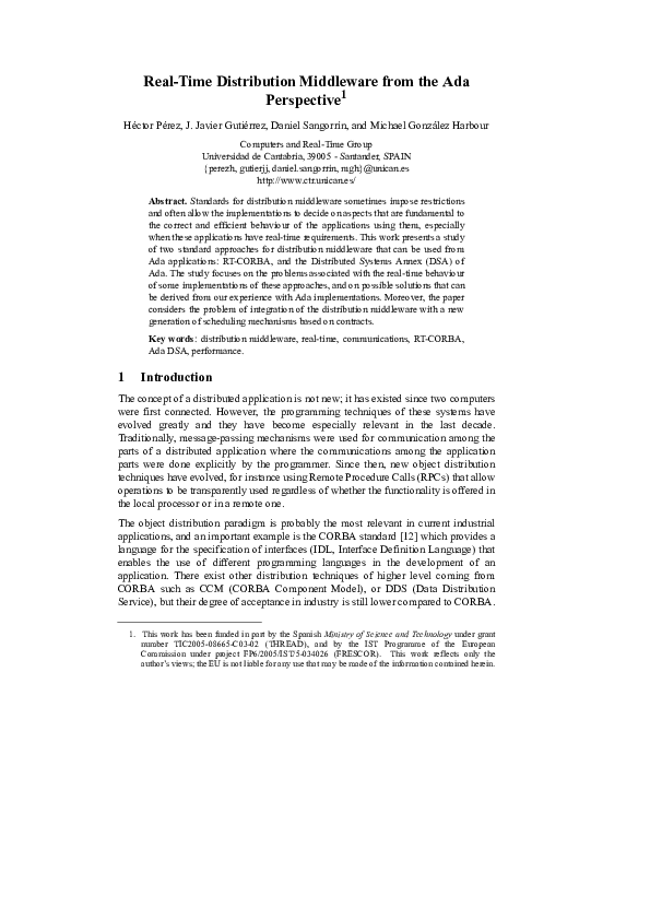 (PDF) Real-Time Distribution Middleware from the Ada Perspective | Michael Gonzalez Harbour ...