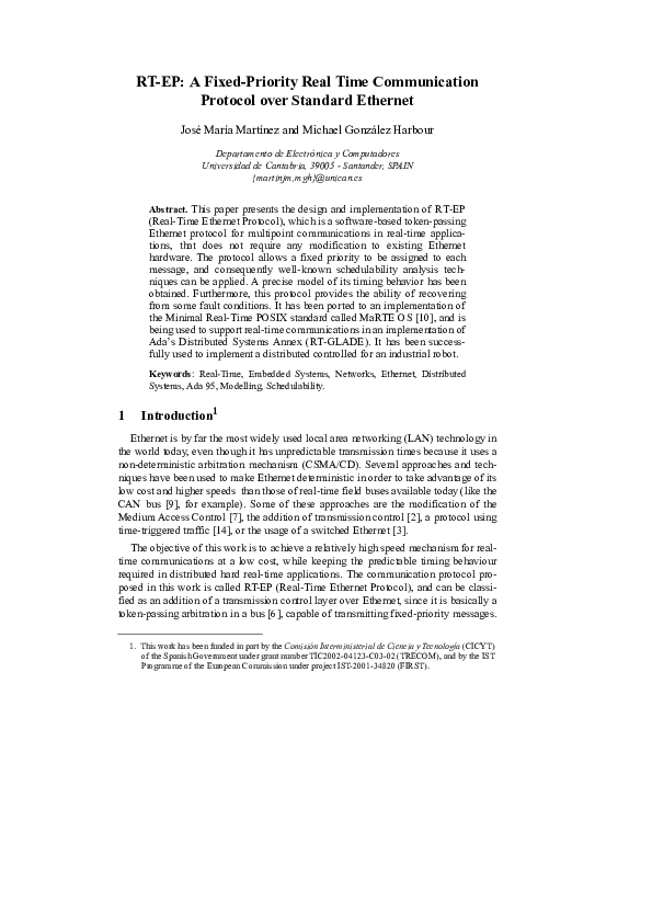 Pdf Rt Ep A Fixed Priority Real Time Communication Protocol Over Standard Ethernet