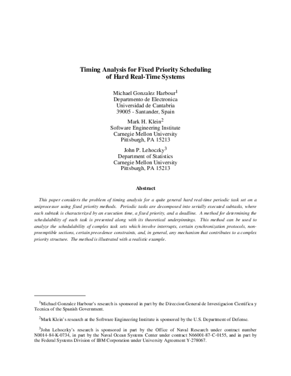 (PDF) Timing analysis for fixed-priority scheduling of hard real-time systems