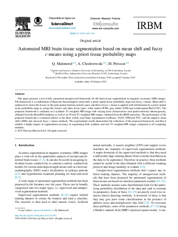 (PDF) Automated MRI brain tissue segmentation based on mean shift and fuzzy c-means using a ...