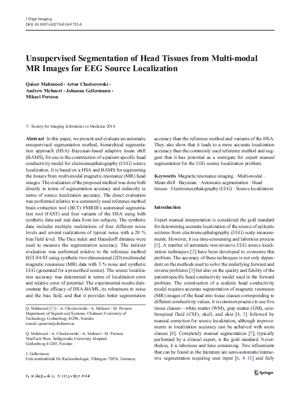 (PDF) Unsupervised Segmentation of Head Tissues from Multi-modal MR ...