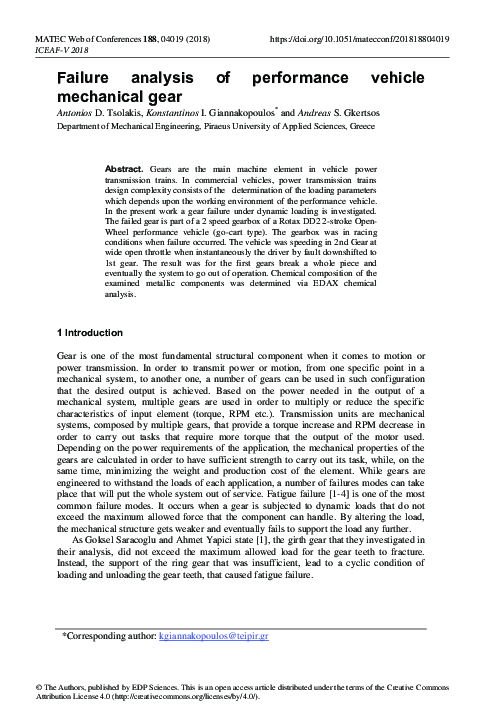 (PDF) Failure analysis of performance vehicle mechanical gear