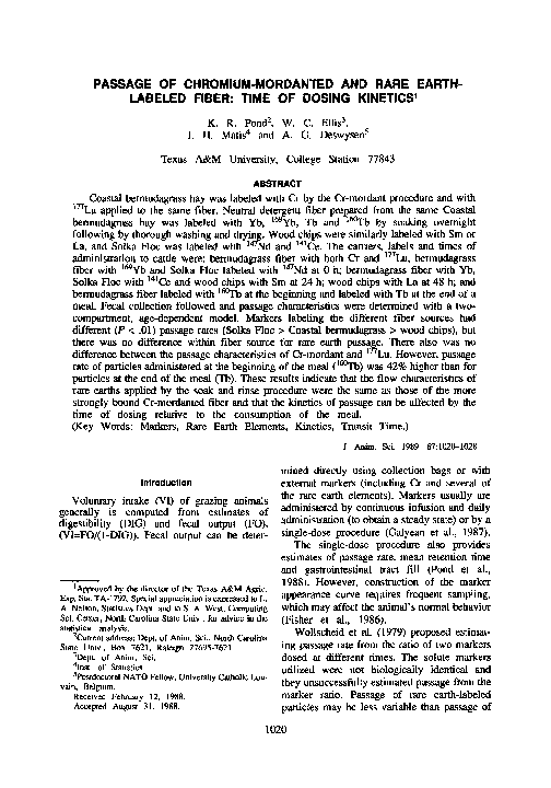 (PDF) Passage of chromium-mordanted and rare earth-labeled fiber: time ...