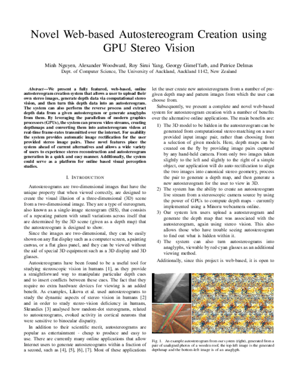 (PDF) Novel Web-based Autostereogram Creation using GPU Stereo Vision