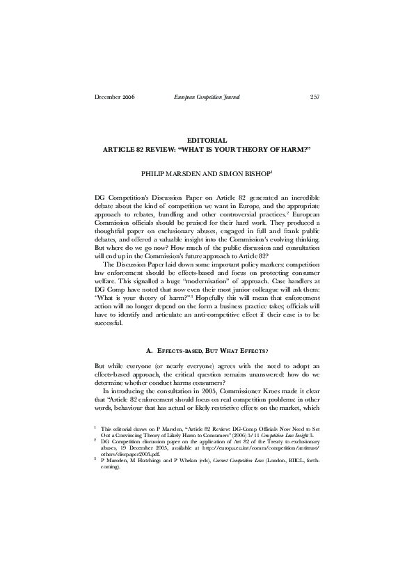 (PDF) Editorial Article 82 Review: “What is Your Theory of Harm?”