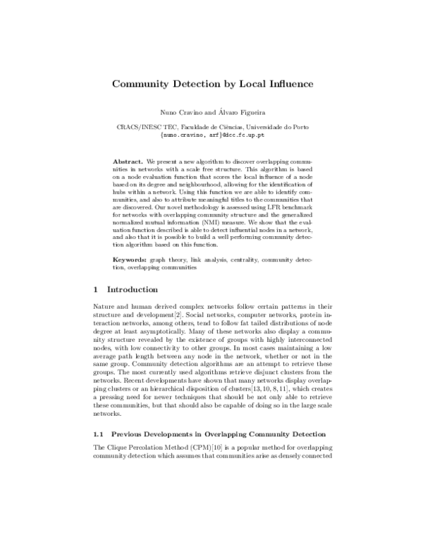 (PDF) Community detection by local influence | Nuno Cravino - Academia.edu