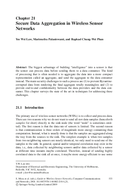 (PDF) Secure data aggregation in wireless sensor networks: A ...