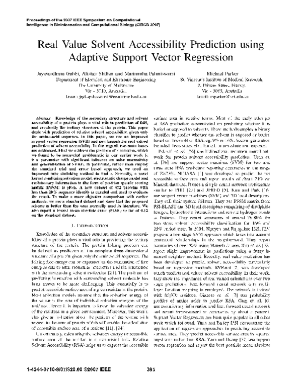 Pdf Real Value Solvent Accessibility Prediction Using Adaptive Support Vector Regression