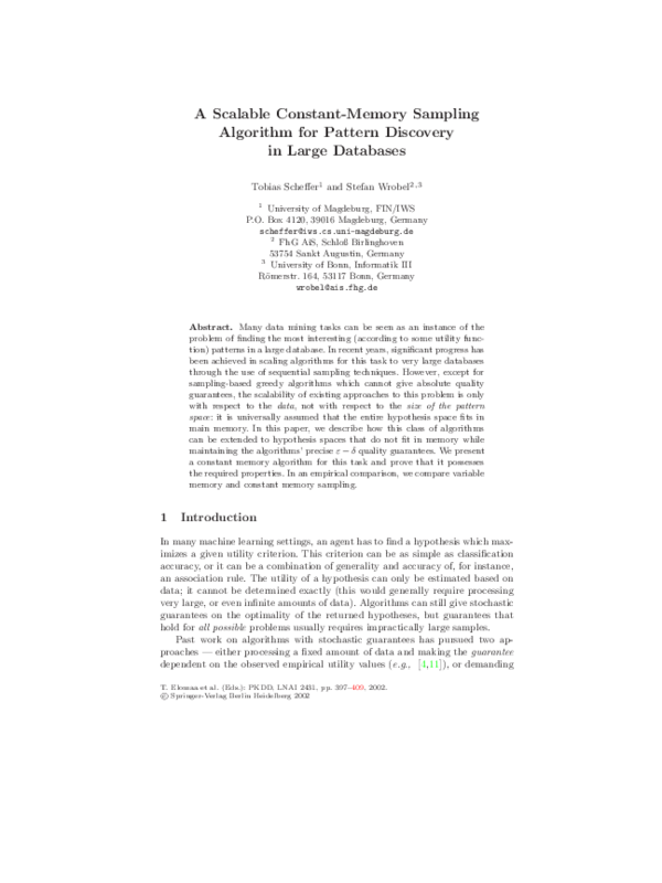 (PDF) A Scalable Constant-Memory Sampling Algorithm for Pattern Discovery in Large Databases