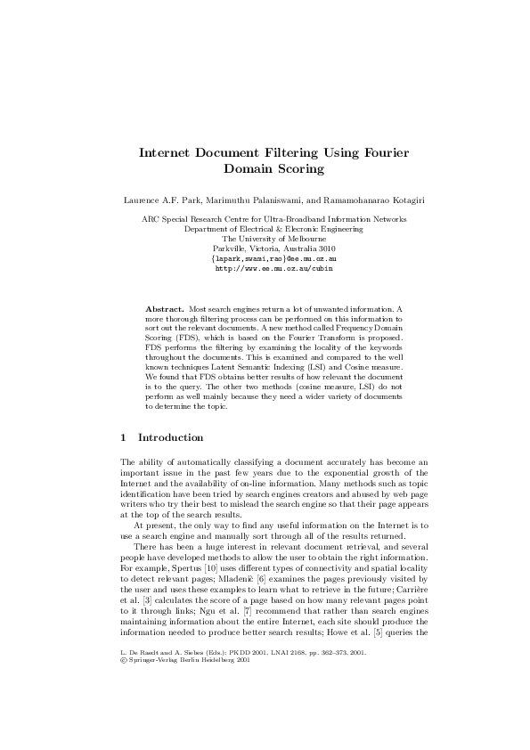 Pdf Fourier Transform For Document Filtering