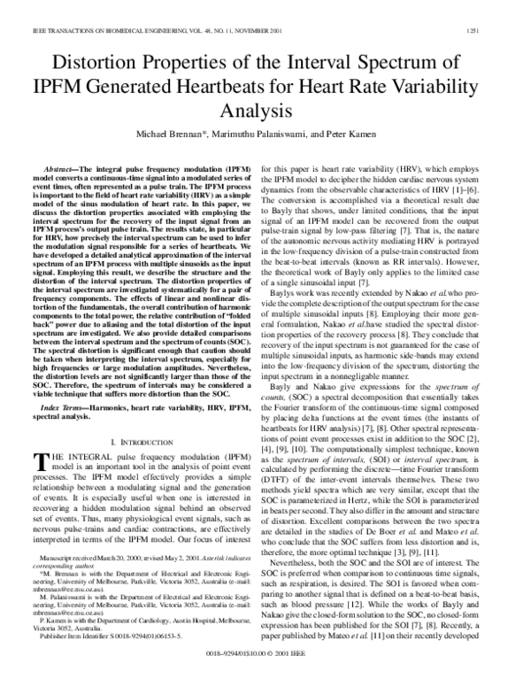 (PDF) Distortion in IPFM Interval Spectrum for HRV