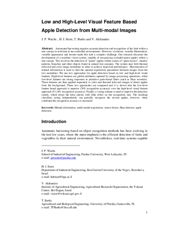 Pdf Low And High Level Visual Feature Based Apple Detection From 5383