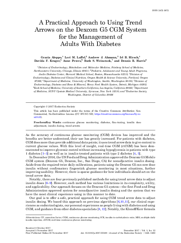 (PDF) A Practical Approach to Using Trend Arrows on the Dexcom G5 CGM ...