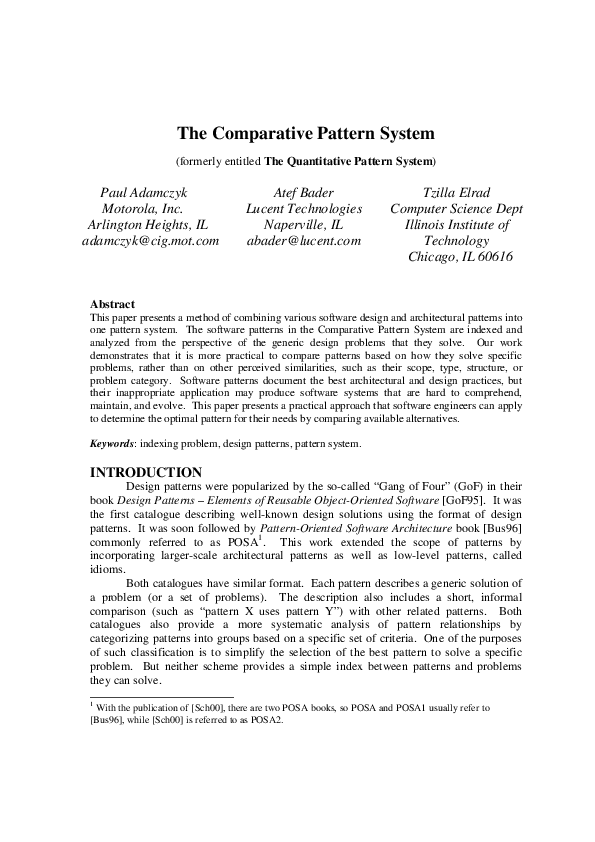 (PDF) The Comparative Pattern System (formerly entitled The ...
