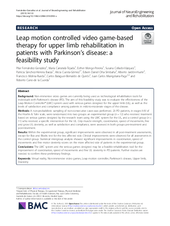 (PDF) Leap motion controlled videogame-based therapy for rehabilitation ...