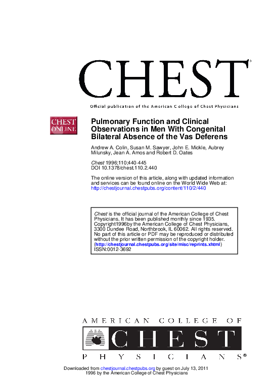(PDF) Pulmonary Function and Clinical Observations in Men With ...