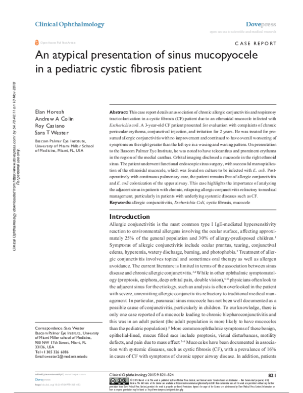 (PDF) An atypical presentation of sinus mucopyocele in a pediatric ...