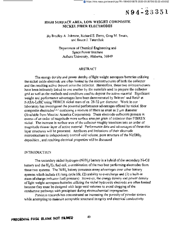 (PDF) High surface area, low-weight composite nickel fiber electrodes