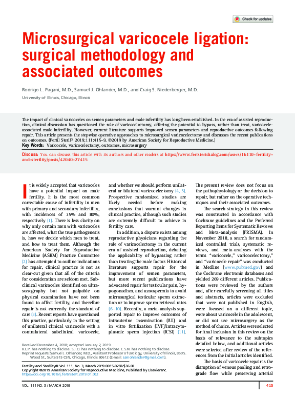 (PDF) Microsurgical varicocele ligation: surgical methodology and ...