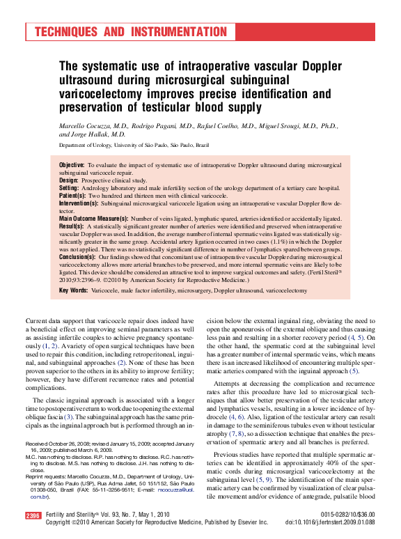 (PDF) The systematic use of intraoperative vascular Doppler ultrasound ...