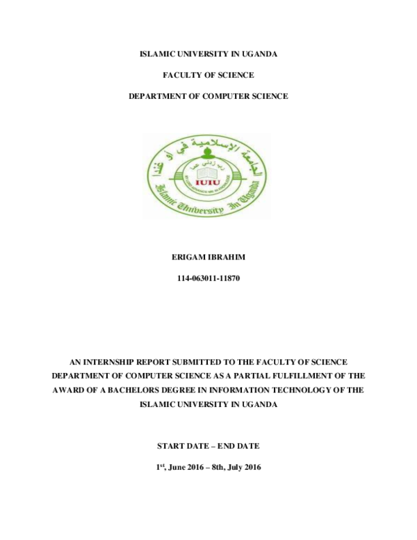 (PDF) AN INTERNSHIP REPORT CONDUCTED AT ISLAMIC UNIVERSITY IN UGANDA ...