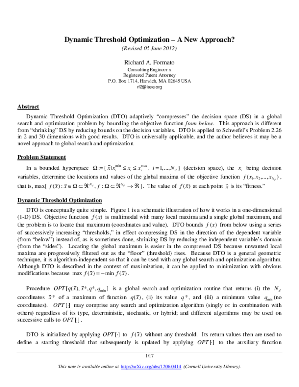 (PDF) Dynamic Threshold Optimization - A New Approach?