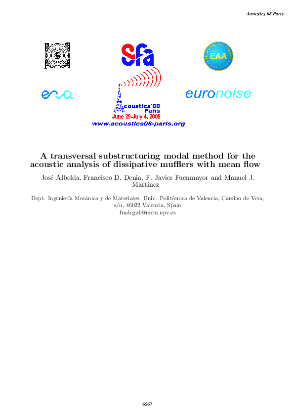 (PDF) A transversal substructuring modal method for the acoustic analysis of dissipative ...