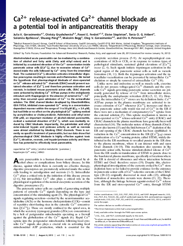 (PDF) Ca2+ release-activated Ca2+ channel blockade as a potential tool ...