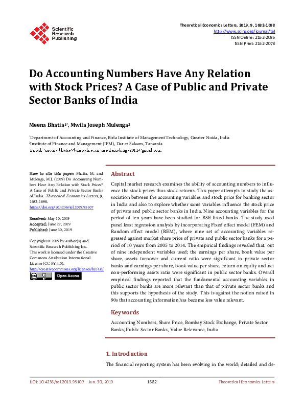 (PDF) Do Accounting Numbers Have Any Relation with Stock Prices? A Case ...