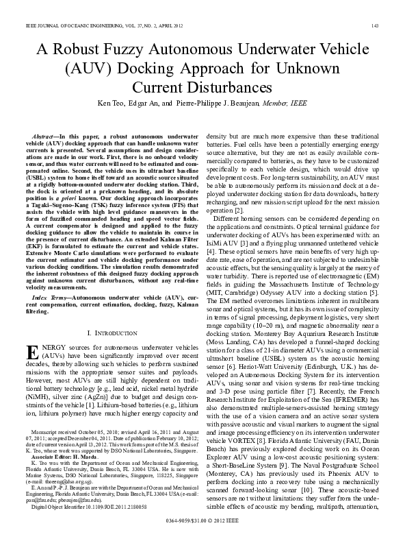 (PDF) A Robust Fuzzy Autonomous Underwater Vehicle (AUV) Docking ...