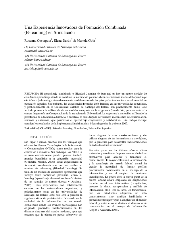 (PDF) Una Experiencia Innovadora de Formación Combinada (B-learning) en ...