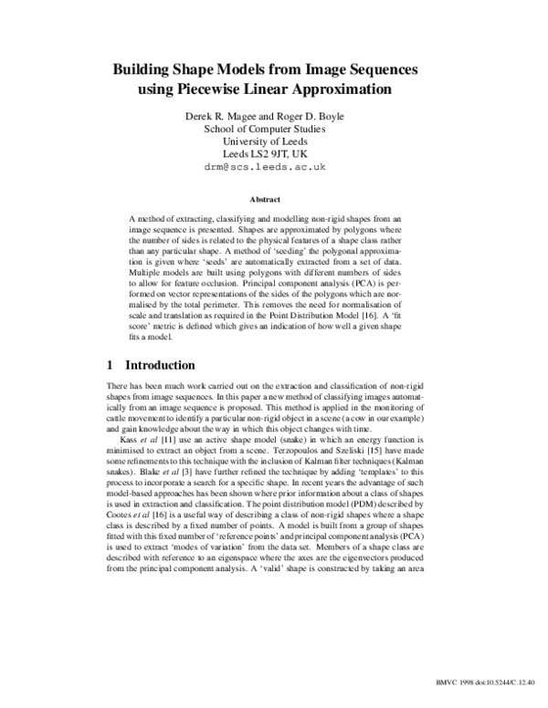 (PDF) Building shape models from image sequences using piecewise linear approximation