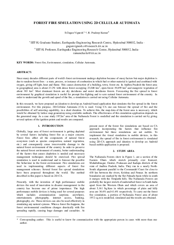 Pdf Forest Fire Simulation Using 2d Cellular Automata Modified