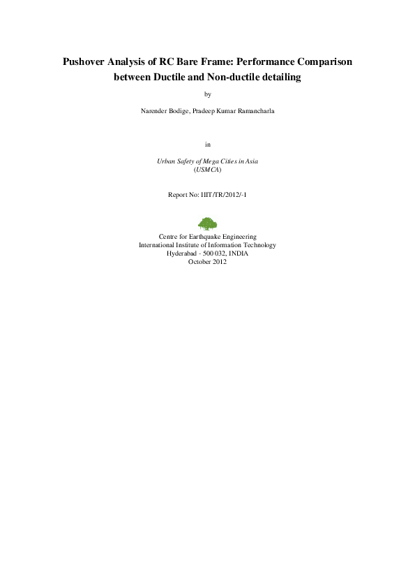 (PDF) Pushover Analysis of RC Bare Frame: Performance Comparison between Ductile and Non-ductile ...