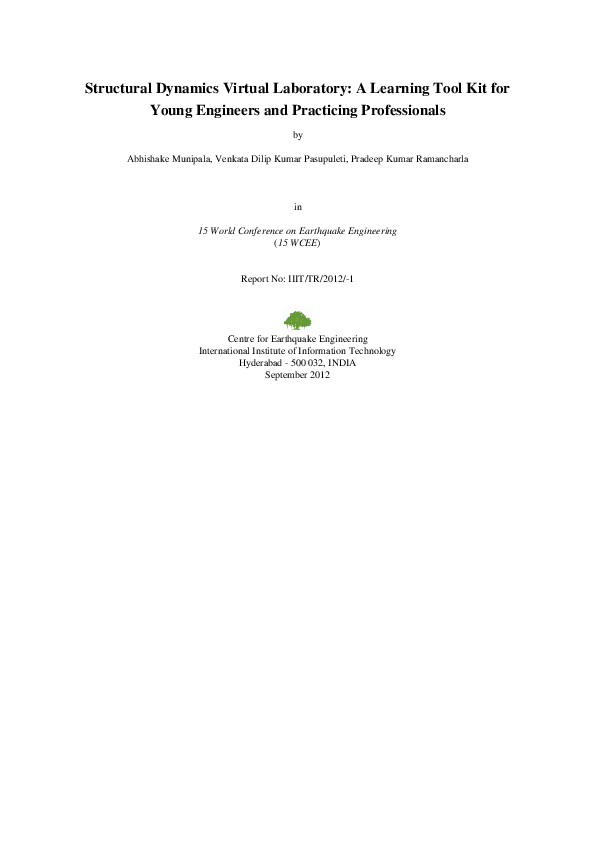 (PDF) Structural Dynamics Virtual Laboratory: A Learning Tool Kit for ...