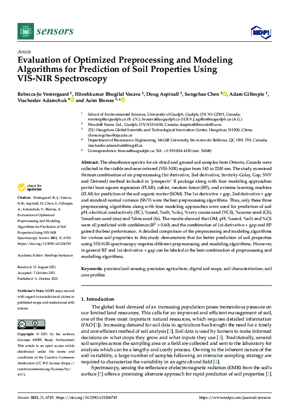 (PDF) Evaluation of Optimized Preprocessing and Modeling Algorithms for Prediction of Soil ...