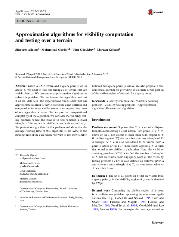 Pdf Approximation Algorithms For Visibility Computation And Testing Over A Terrain 