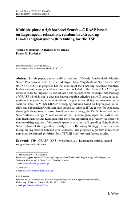 Pdf Multiple Phase Neighborhood Search—grasp Based On Lagrangean Relaxation Random