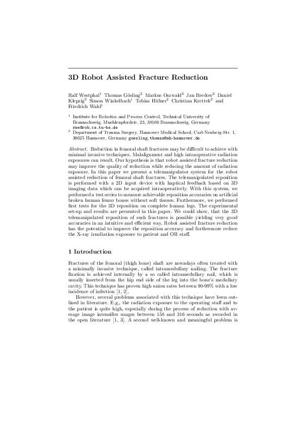 (PDF) Robot Assisted Fracture Reduction