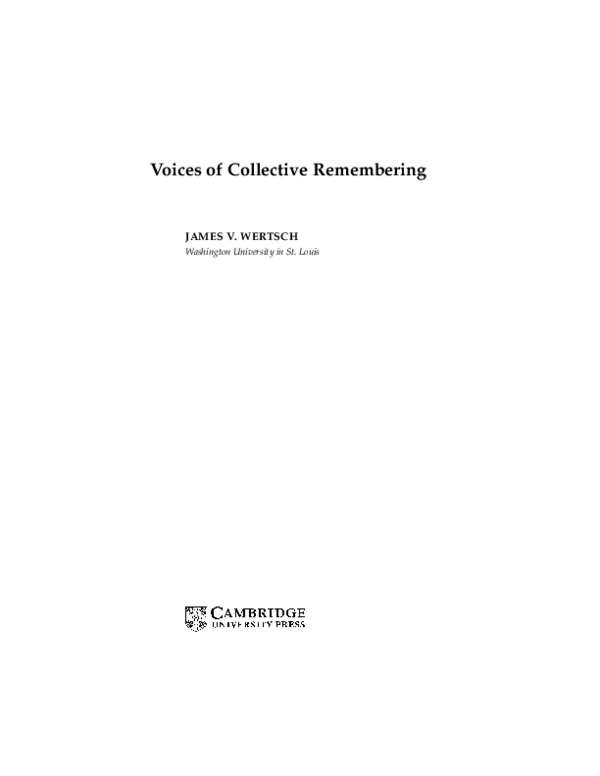 (PDF) Voices of collective remembering