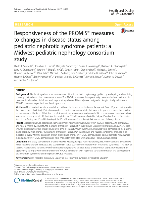 (PDF) Responsiveness of the PROMIS® measures to changes in disease ...